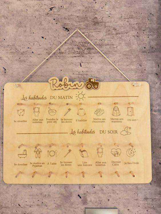 Tableau Routine Enfant Personnalisable Bois Montessori (Gebraucht) in ...