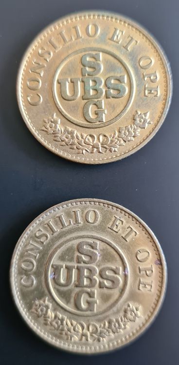 2x UBS SBG Wertmarken Münzen Token Jeton Parsimonia (Gebraucht) in Steffisburg für CHF 1 – mit ...
