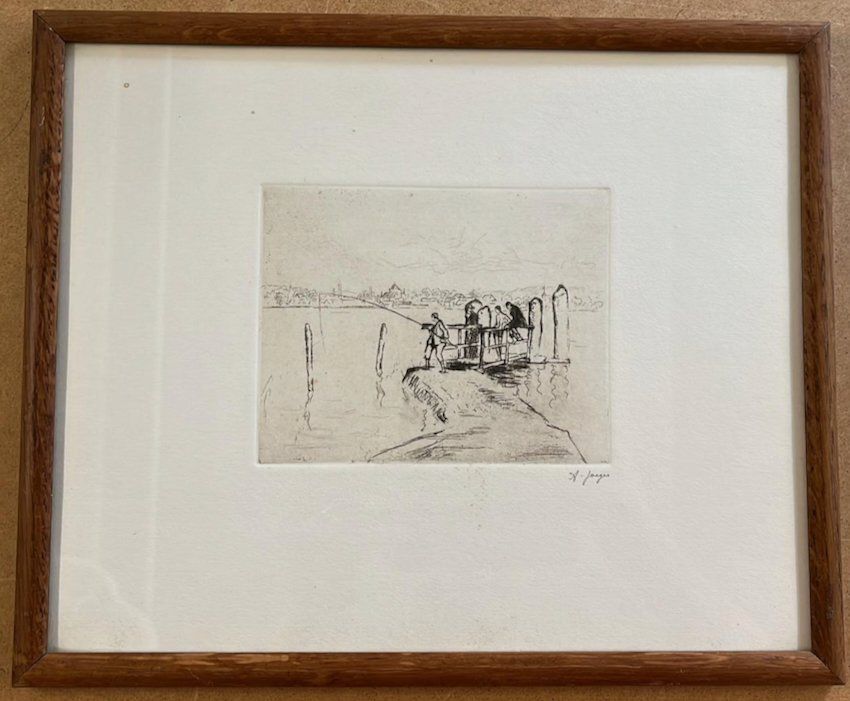 Radierung, Fischer auf Steg von August Jaeger (ID 6859) | Kaufen auf ...