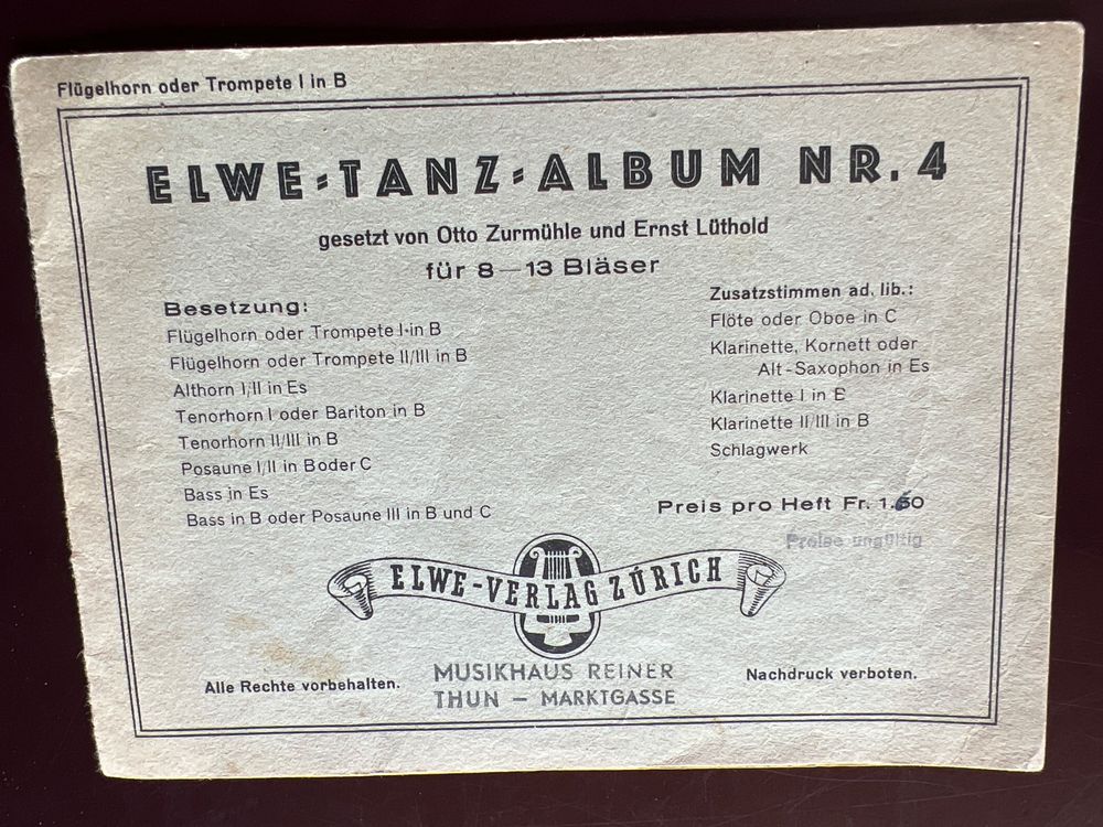 Noten - Trompete - Elwe-Tanz-Album Nr. 4 (Gebraucht) in Oberglatt ZH ...