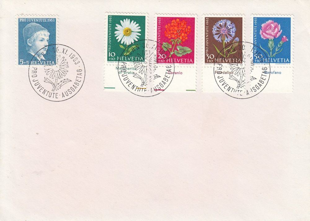 200L-204L FDC 30.11.1963, mit Leuchtstoff, Kat. Fr. 50, Tabs (Gebraucht ...