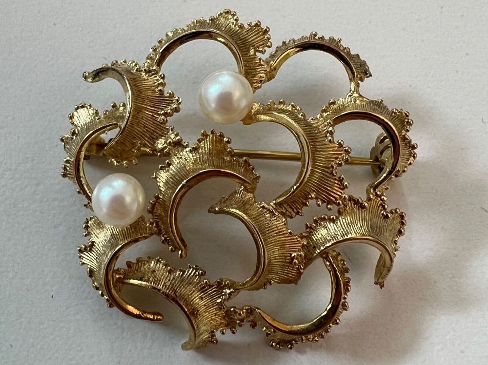 Antike Brosche mit 2 Perlen in Top-Zustand, vermutlich Gold | Kaufen ...