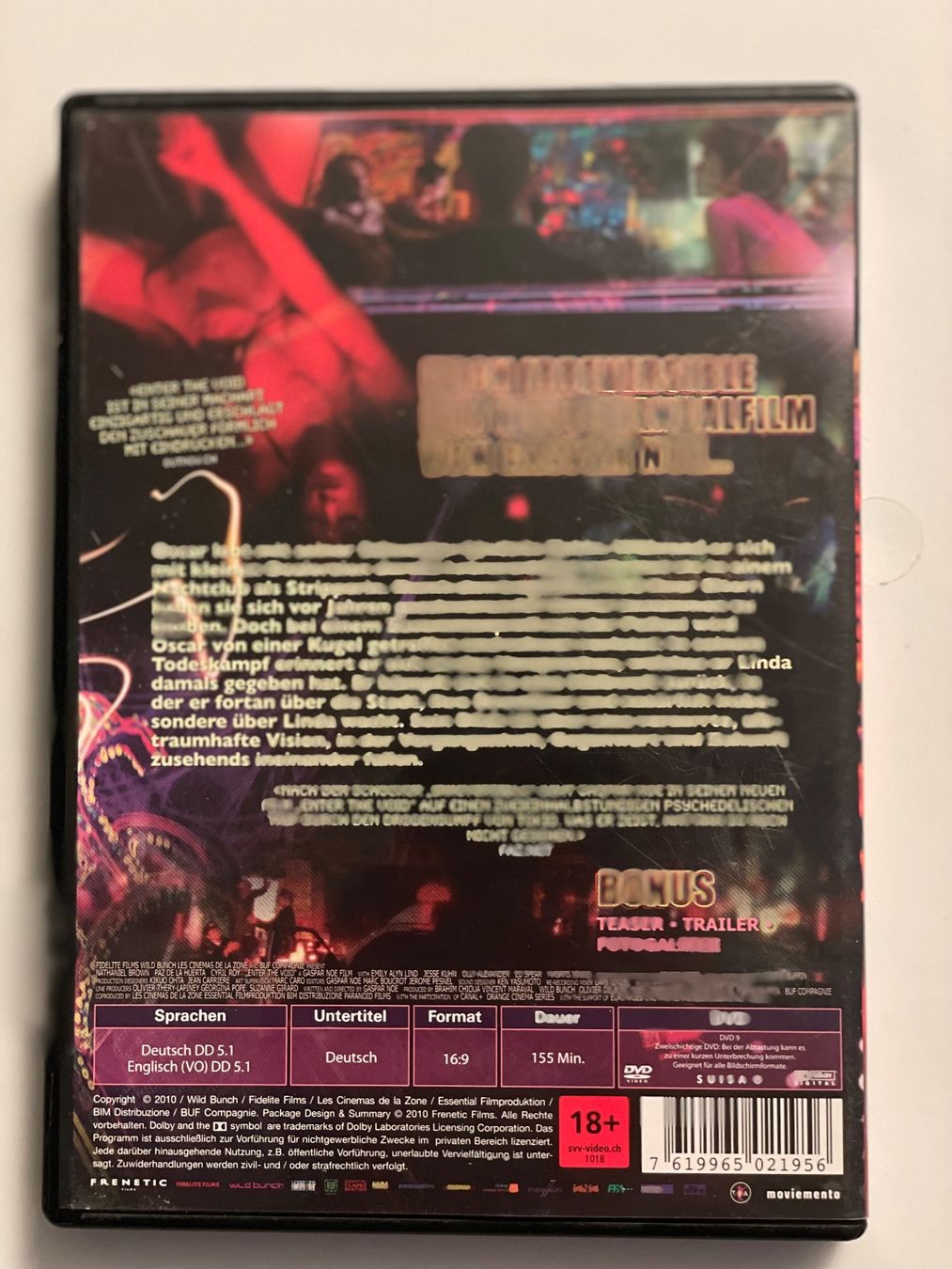 Enter The Void DVD-Skandalfilm von Gaspar Noé-Arthouse Drama (Gebraucht ...