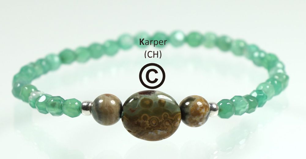 Achat Grüne, Ozean Jasis / Agate verte, Jaspe Océane, S 925. (Neu und originalverpackt) in ...