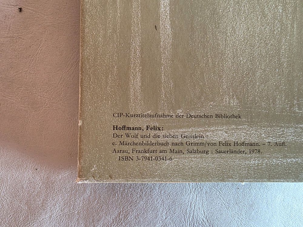 Der Wolf und die sieben Geisslein- Felix Hoffmann - 1978 (Gebraucht) in Walterswil BE für CHF 3 ...