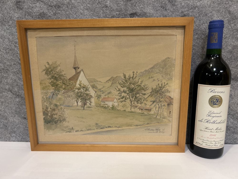 Aquarell Schweizer Landschaft, signiert, 1957 gerahmt (Gebraucht) in Glarus für CHF 20 – nur ...