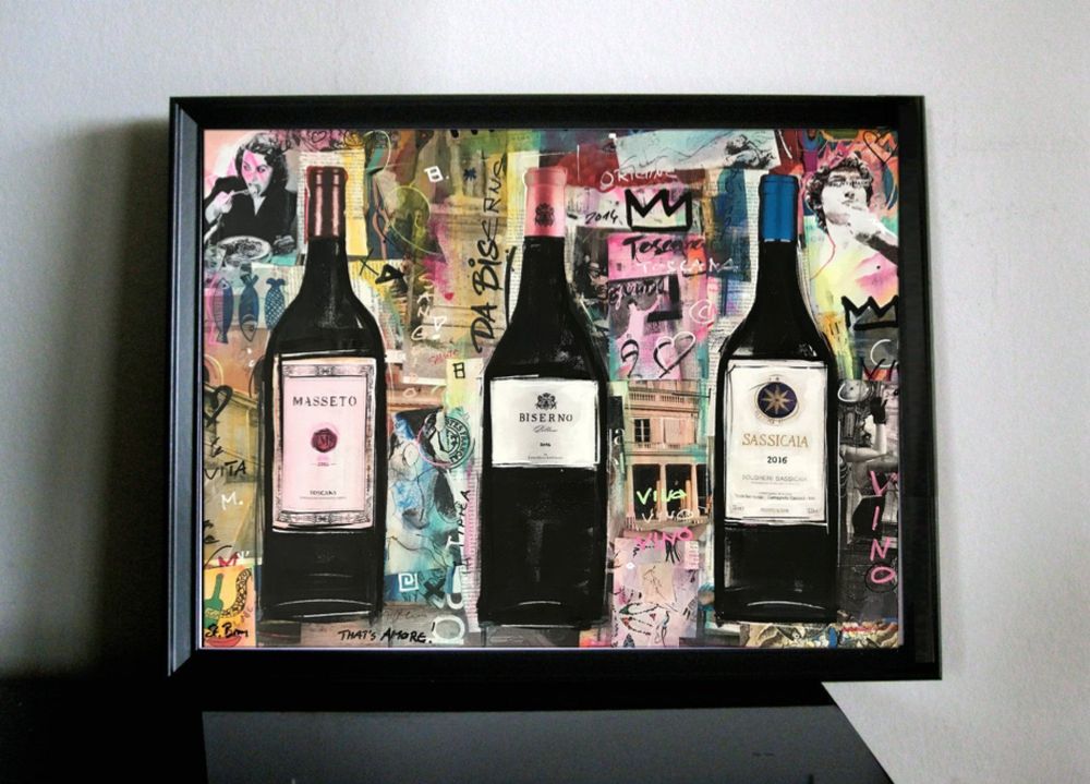 Vino Pop Art Masseto Biserno Sassicaia Kunst Wein Toscana (Neu (gemäss ...