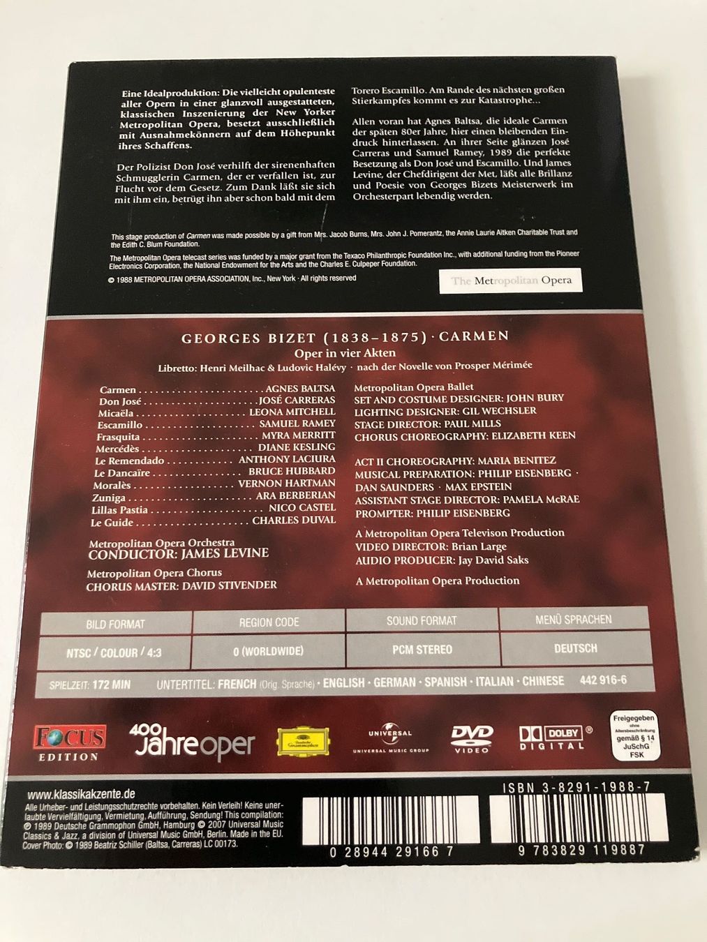 Georges Bizet - Carmen (Focus Edition) DVD Carreras, Baltsa (Gebraucht ...