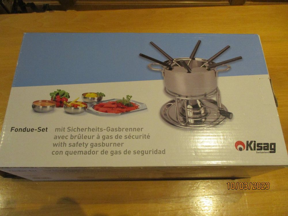 KISAG FONDUE SET NEU RECHAUD & TOPF & GAS BRENNER & GABELN (Neu und originalverpackt) in ...