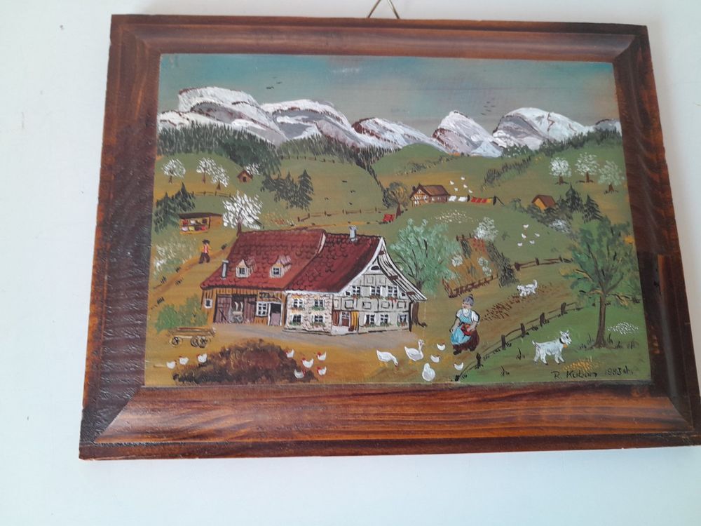 Appenzeller Bild, Bauernmalerei, R. Kubon 1983, 20x15 cm (Gebraucht) in ...