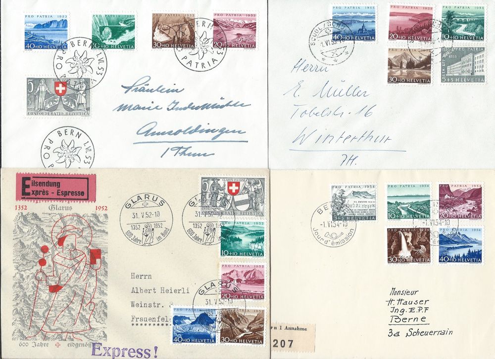 FDC Pro Patria 1952-1955, SBK Fr. 450.-++ | Kaufen auf Ricardo