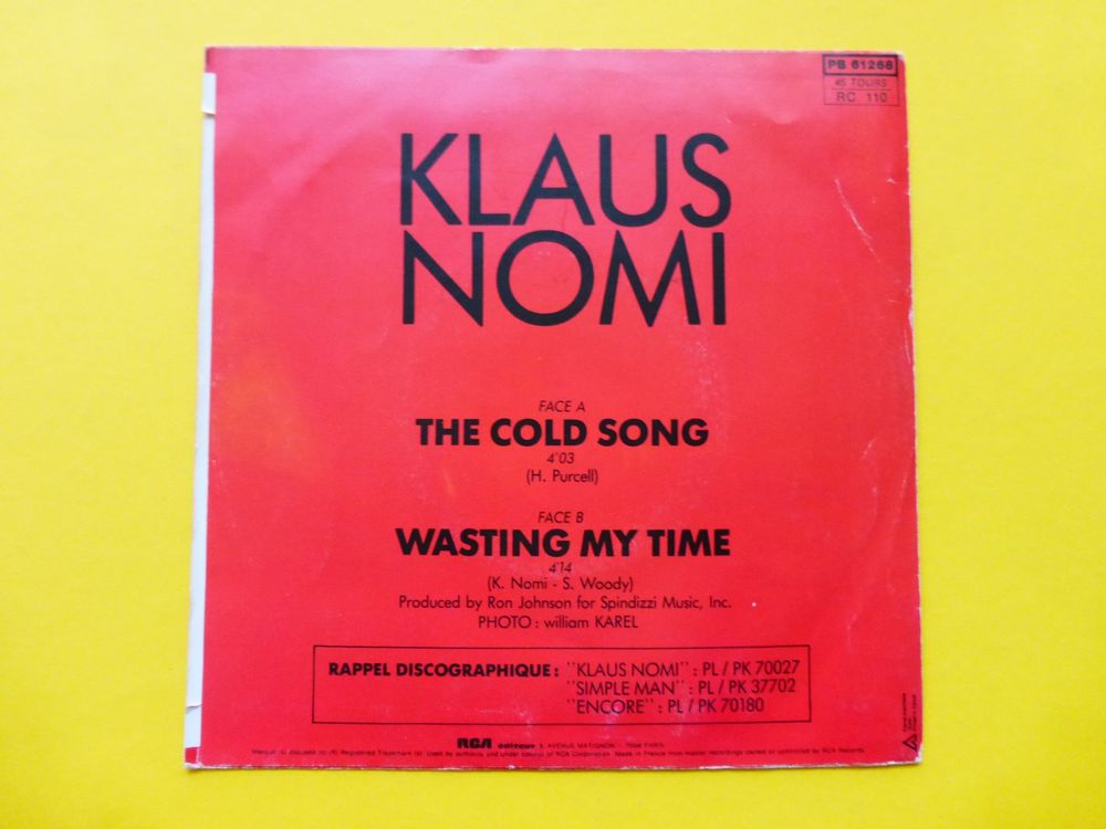 Klaus Nomi – Cold Song - Bande Originale Du Film A Nos Amour | Kaufen ...