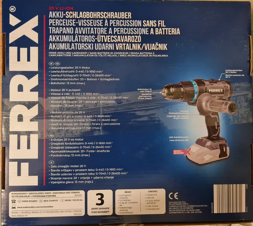 Akkuschlagbohrschrauber Ferrex mit Charger und 5Ah Akku ovp (Neu und ...