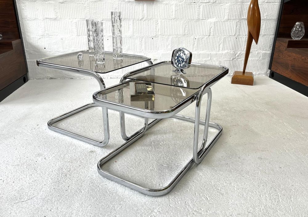 Verwunderlich Beistelltische Chrom Glas Bilder