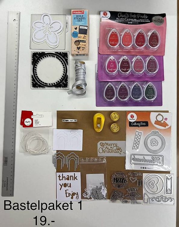 Bastelpaket 1 mit Stempel, Farben, Stanzer usw. | Kaufen auf Ricardo