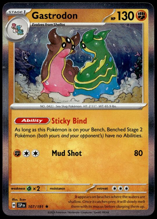 Pokémon Gastrodon 107/191 Holo Rare EN SV08 Surging Sparks (Gebraucht ...