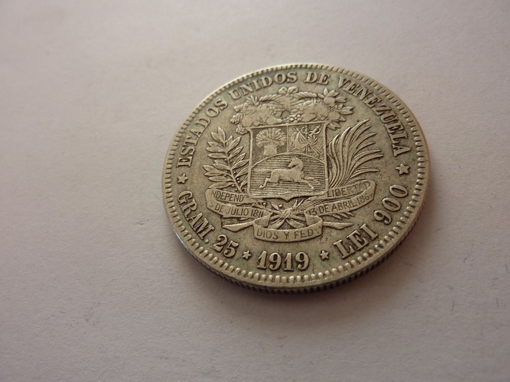 Silbermünze aus Venezuela : Bolivar 1919, ss (Gebraucht) in Birrwil für ...