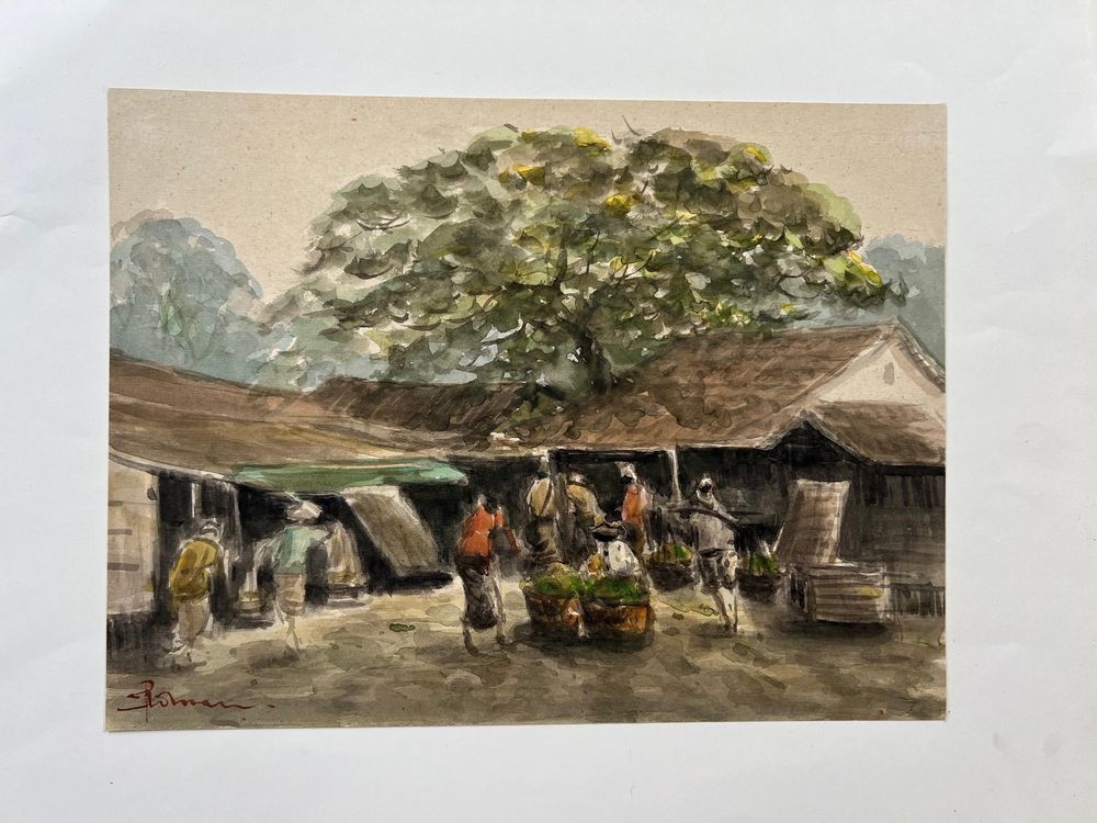 Dorflandschaft Aquarell Signiert. | Kaufen auf Ricardo