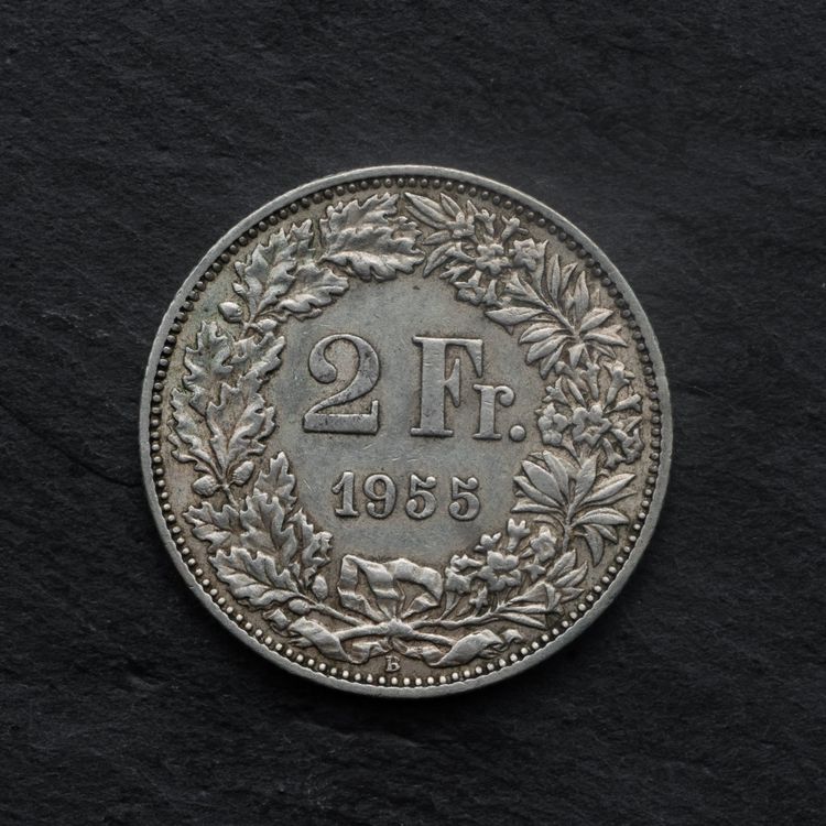 Silbermünze 2 Franken 1955, CH-Münze, Helvetia (Gebraucht) in Eggenwil für CHF 7 – mit Lieferung ...