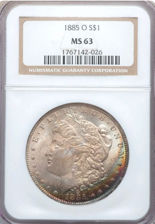 Morgan Dollar $1 1885O NGC MS63 RAINBOW TONED Silbermünze #2 | Kaufen auf Ricardo