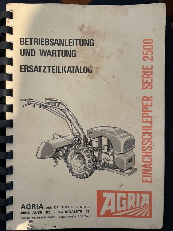 Agria Einachsschlepper Serie 2500 (Gebraucht) in Verscio für CHF 1500 ...