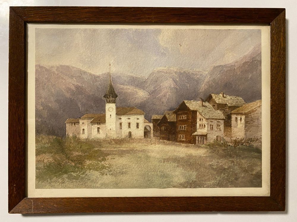 Ancienne Aquarelle Saas-Balen Valais Signée Rémon | Kaufen auf Ricardo