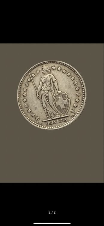 Silbermünze 2 Franken Helvetia 1940 Schweiz Jahrgang (Gebraucht) in Zürich für CHF 5 – mit ...