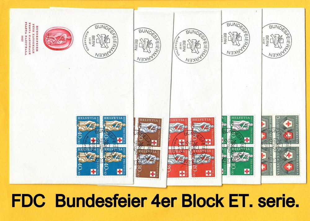 FDC 1957 Pro Patria 4er Block Serie Bundesfeier | Kaufen auf Ricardo