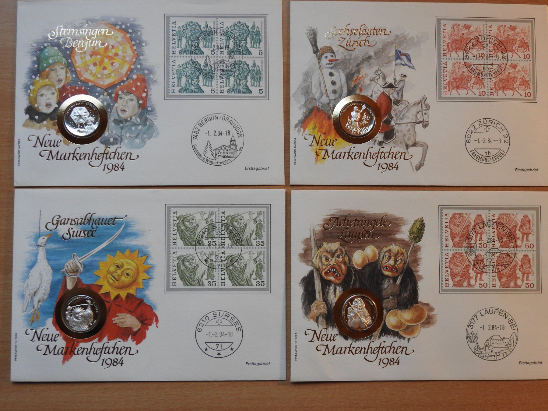 Volksbräuche der Schweiz, 4 Numis, mit Silbermedaille (Gebraucht) in ...