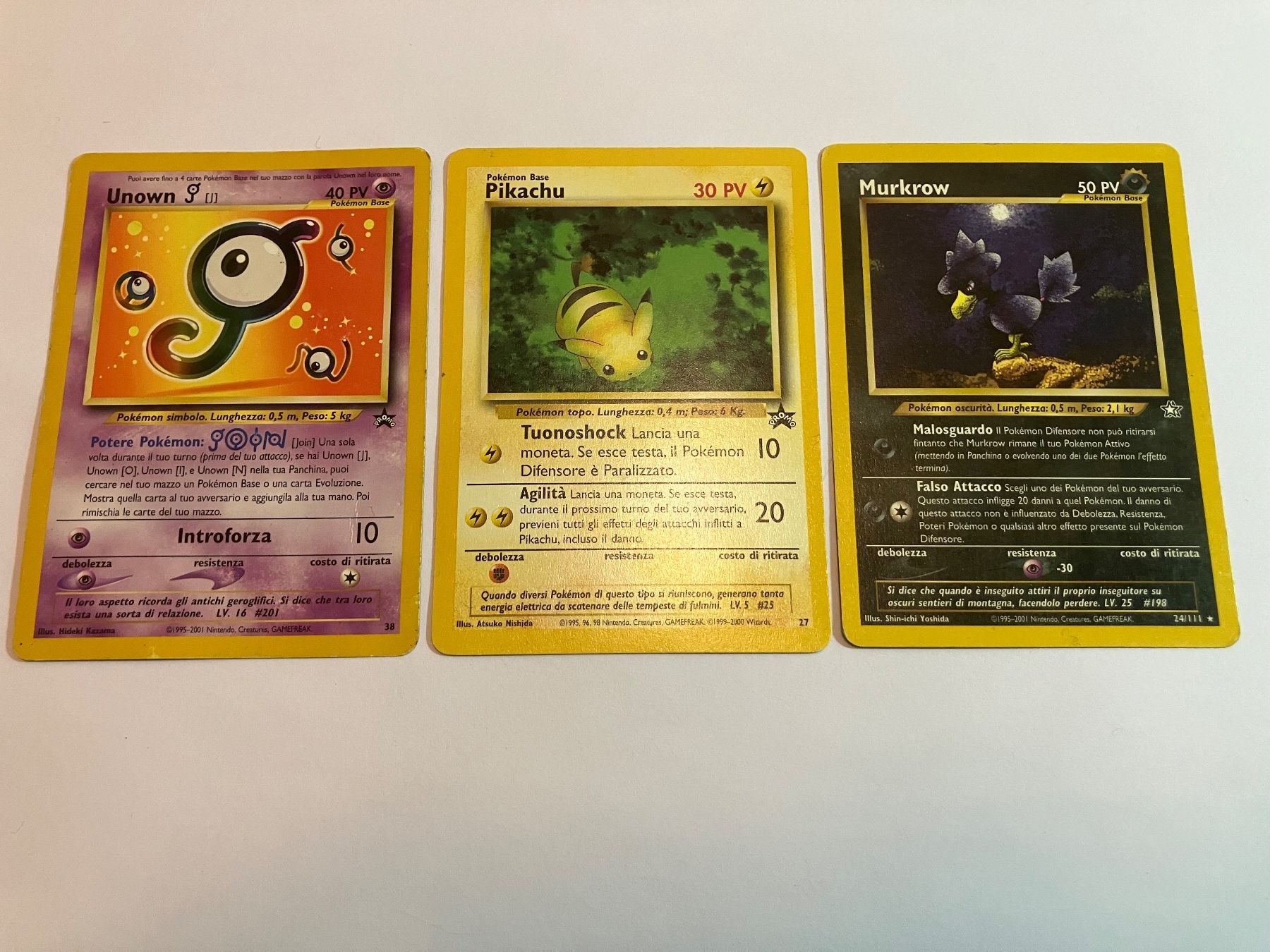 Lotto Carte Pokémon promo Unown, Pikachu e Murkrow - ITA (Usato) a ...