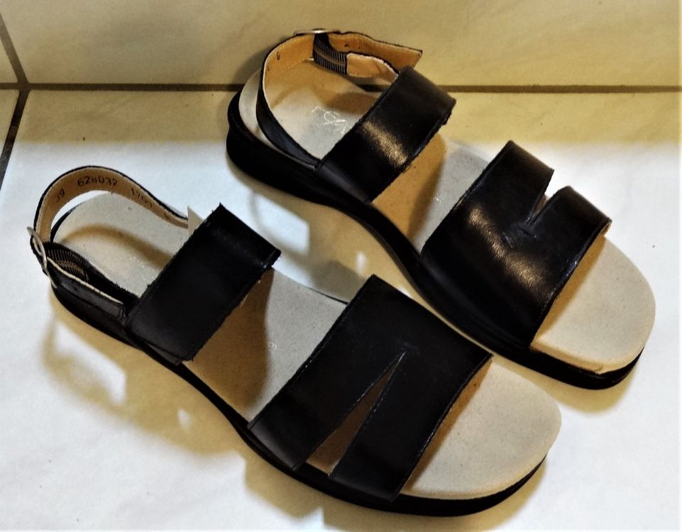 HELVESKO SANDALE LEDER SCHWARZ NEU GR.39 | Kaufen auf Ricardo