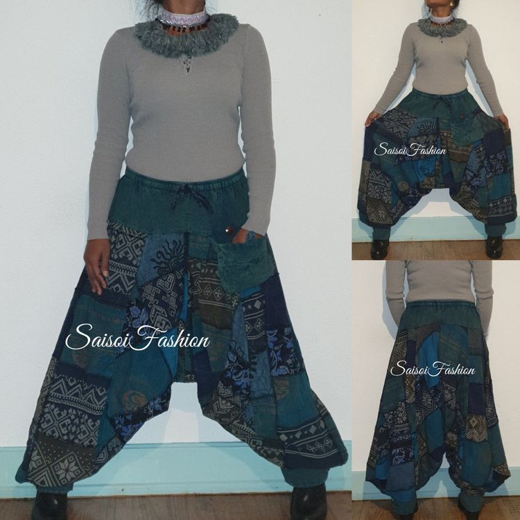 Herbst Hippie Boho Handmade Goa 100%BaumwolleHaremshoseXS-XL (Neu und ...