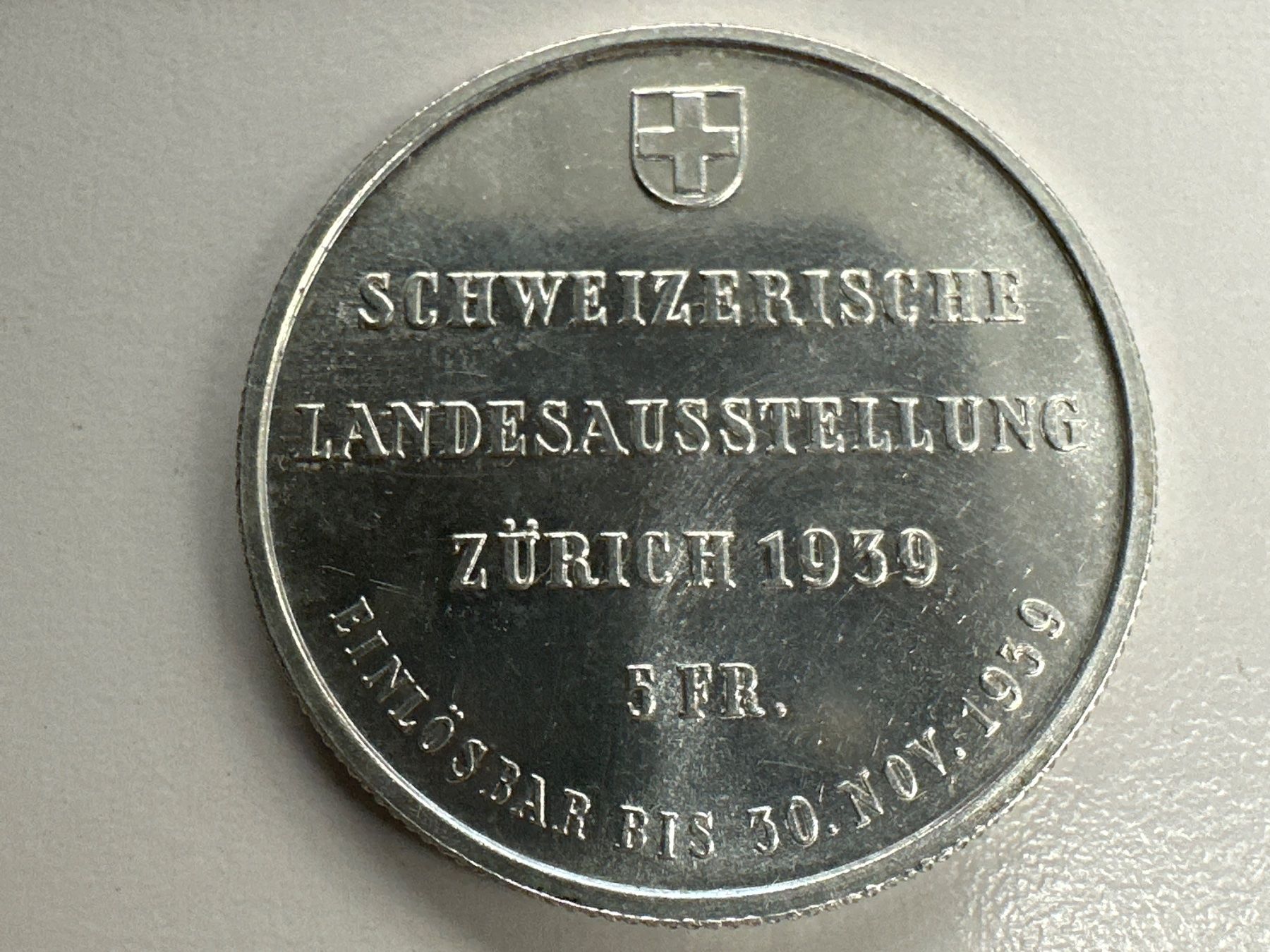 5 Fr. Silber Schweizer Landesausstellung Zürich 1939 (Gebraucht) in Herisau für CHF 24 – mit ...