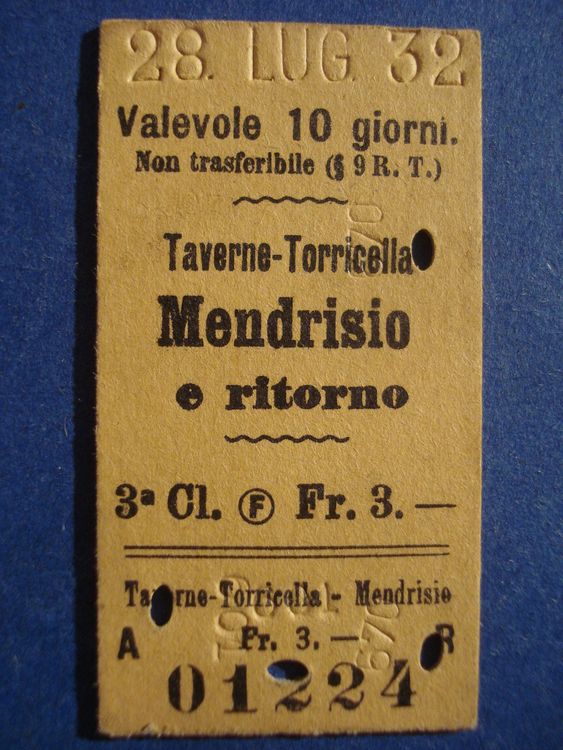 SBB - 28.6.1932 - TAVERNE-TORRICELLA - MENDRISIO - 3.Classe (Gebraucht) in Biel/Bienne für CHF ...