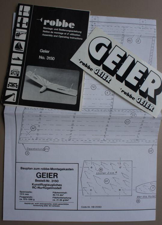 Modellflugzeug Robbe Geier (Gebraucht) in für CHF 60 – nur Abholung auf ...