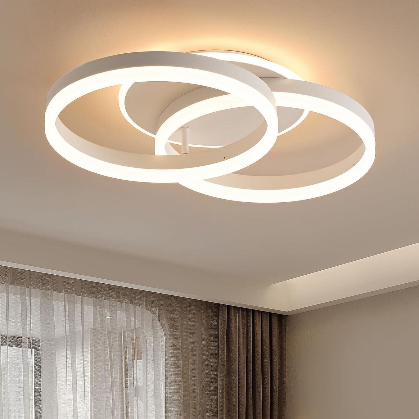 LED Deckenlampe Dimmbar Deckenleuchte 50 cm Weiß 2-Ringe (Neu und ...