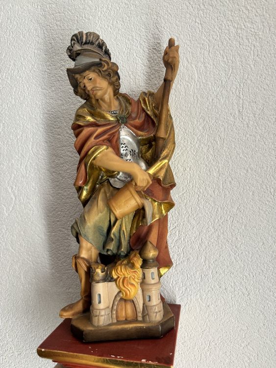 Statue Hl. Florian aus bemalten Grödnertal Holz 30(39)cm | Kaufen auf ...