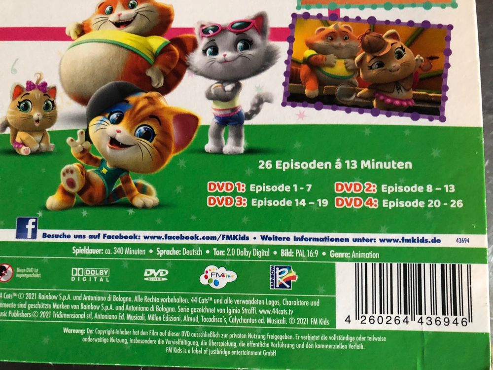 4 DVD „44 Cats“ Katzen Staffel 1 volume 1-4 in Kartonschuber (Gebraucht) in Zürich für CHF 8 ...