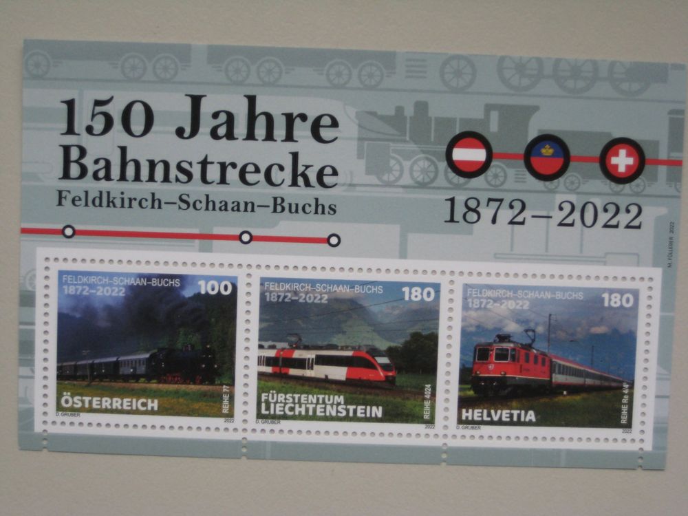 Sonderblock 150 Jahre Bahnstrecke, Feldkirch-Schaan-Buchs (Neu (gemäss Beschreibung)) in Wangs ...