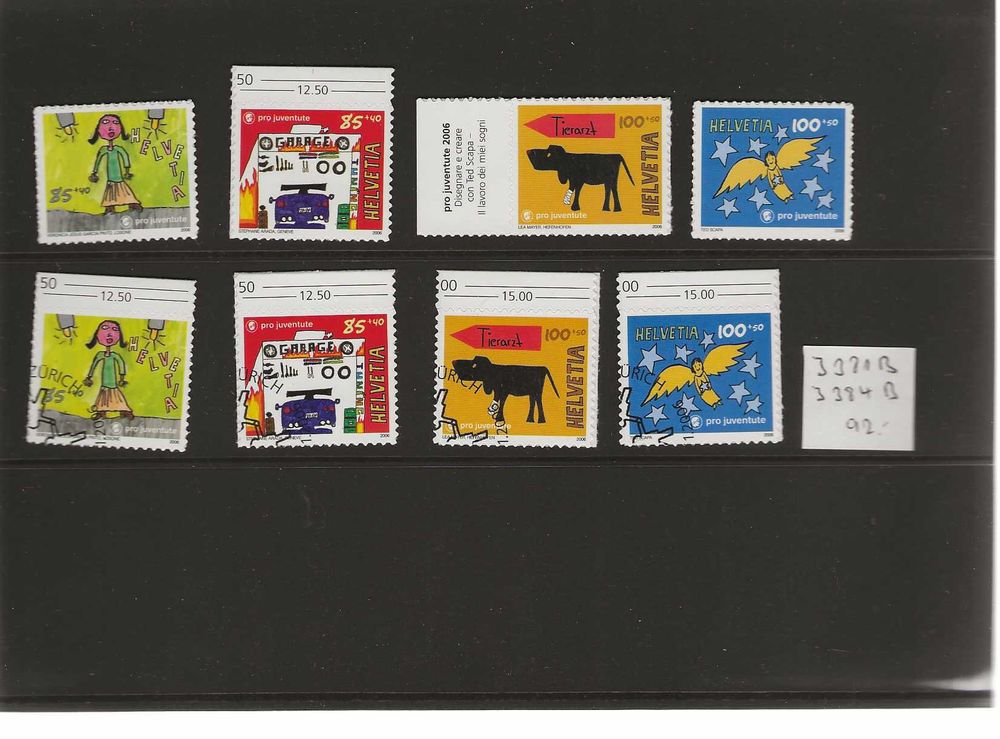 timbre Pro Juventute J381 à 384 B ** et 0 SBK Fr. 92.-- (Usato) a ...