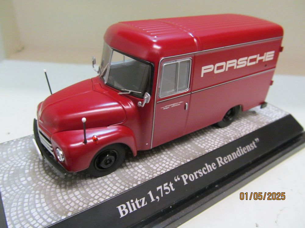 OPEL BLITZ "PORSCHE RENNDIENST" RARITÄT 1:43 PREMIUM CLASSI (Neu und ...