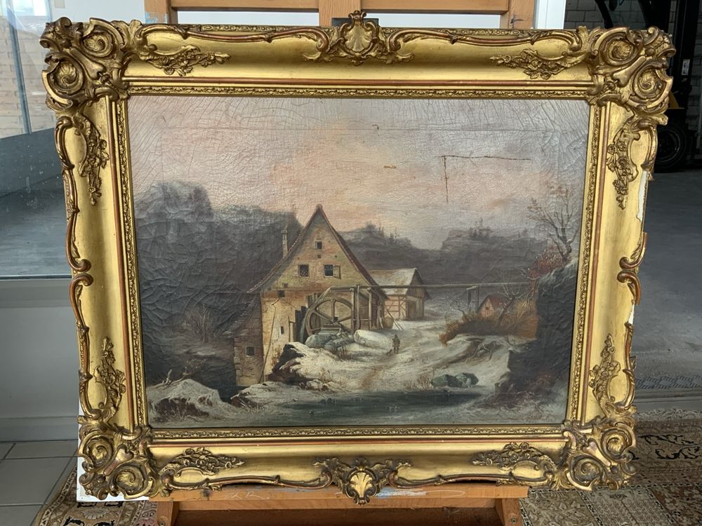 Antikes Ölgemälde Mühle Winterlandschaft signiert G.Schuler (Gebraucht) in Erlach für CHF 130 ...