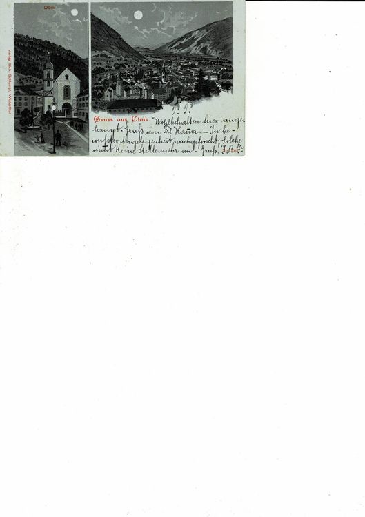 Gruss aus CHUR sehr schöne Mondschein-Litho GR gel. 1899! (Gebraucht) in Hergiswil NW für CHF 22 ...