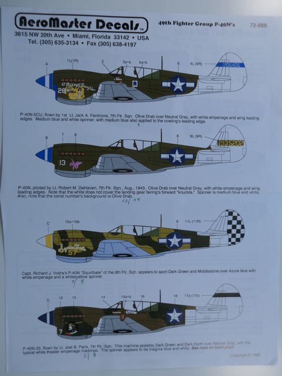 1/72 Curtiss P-40N Warhawk - 49th Fighter Group -5 Versionen | Acheter ...