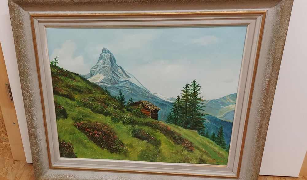 Ölgemälde Matterhorn signiert "Schmid" gerahmt. (Gebraucht) in Gstaad für CHF 27 – nur Abholung ...