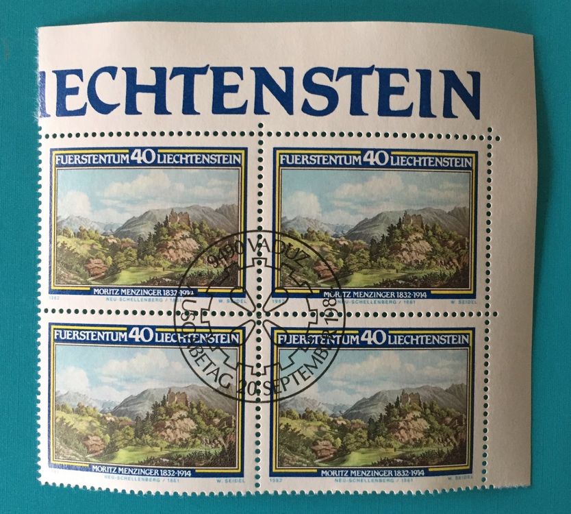 4 er Block Fürstentum Liechtenstein mit Vollstempel Vaduz (Gebraucht) in Aarau für CHF 0.5 – mit ...