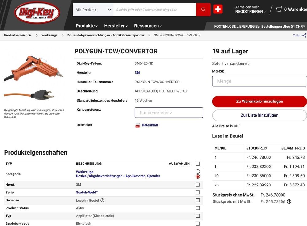 3M Heissklebepistole POLYGUN LT & >5kg Quadrack Kartuschen (Gebraucht ...