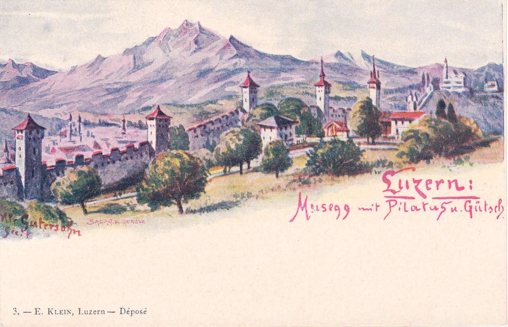 1899, "Gruss aus Luzern", farbige Lithokarte, von Kriens (Gebraucht) in Wenslingen für CHF 5 ...