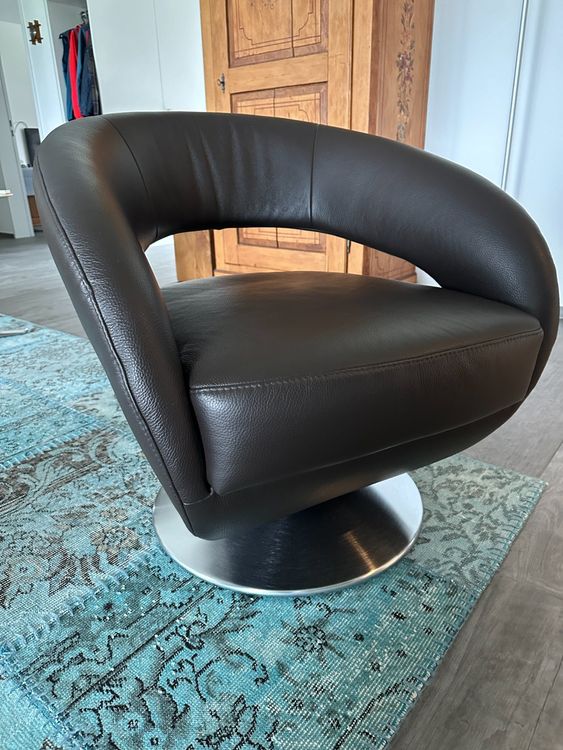 DREHSESSEL LEDER BRONCO 78 MIT EDELSTAHLFUSS, selten benutzt (Gebraucht ...