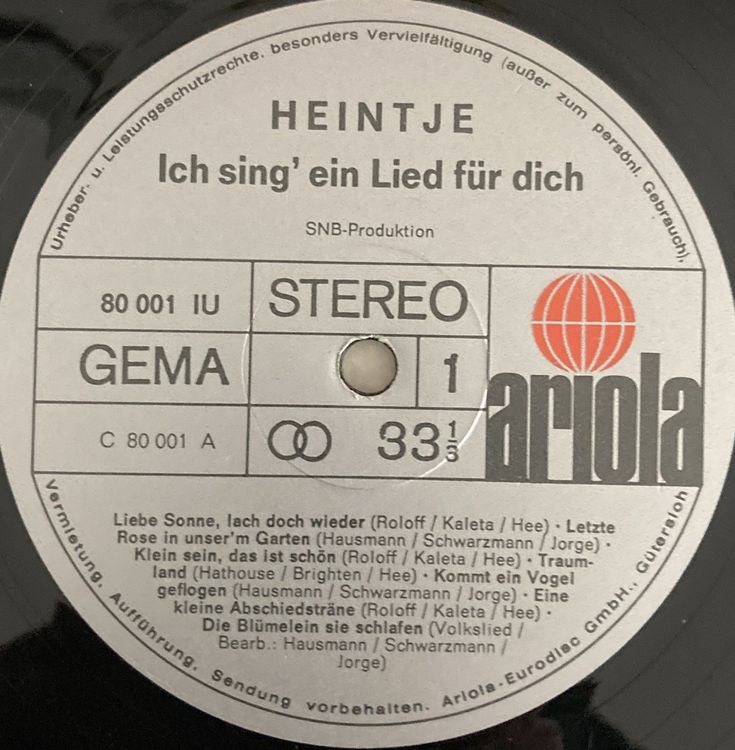 Heintje – Ich sing ein Lied für dich LP (Neu (gemäss Beschreibung)) in ...
